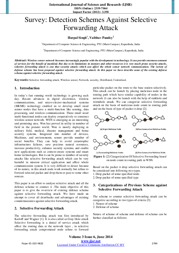 (PDF) Survey : Detection Schemes Against Selective Forwarding Attack