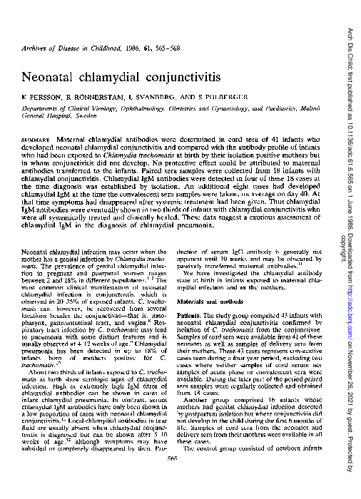 (PDF) Neonatal chlamydial conjunctivitis