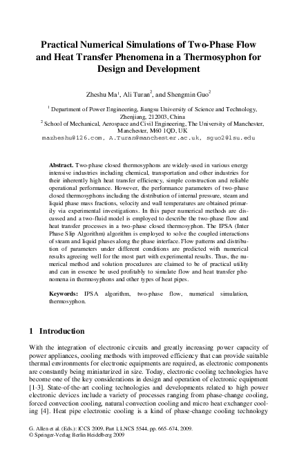 Pdf Practical Numerical Simulations Of Two Phase Flow And Heat Transfer Phenomena In A