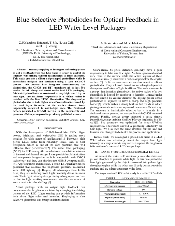 (PDF) Blue selective photodiodes for optical feedback in LED wafer ...