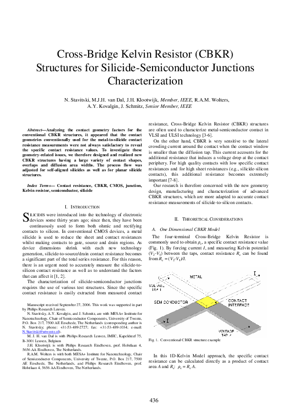 (PDF) Cross-Bridge Kelvin Resistor (CBKR) structures for silicide ...