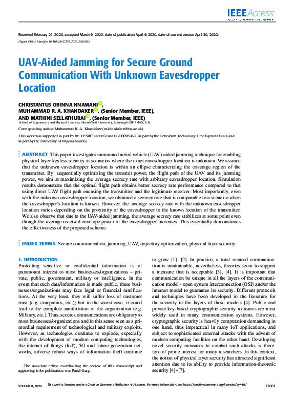 Pdf Uav Aided Jamming For Secure Ground Communication With Unknown Eavesdropper Location