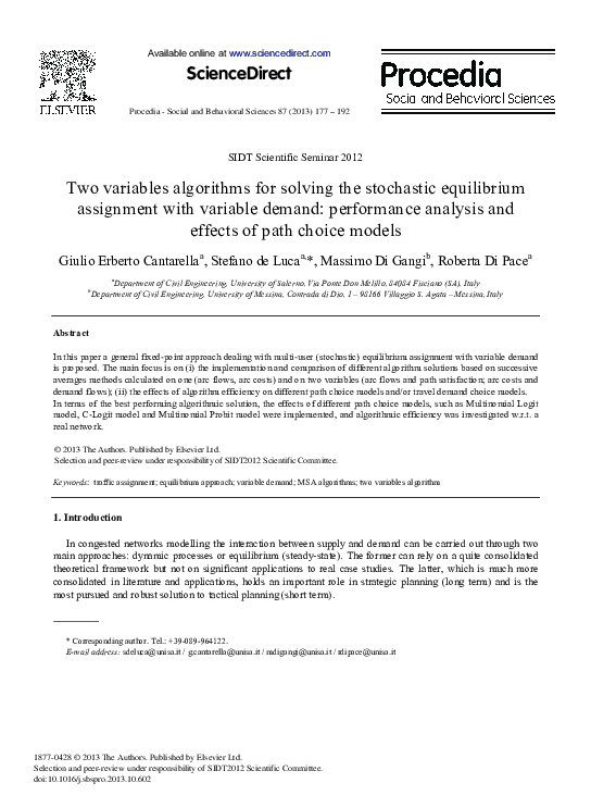 (PDF) Two Variables Algorithms for Solving the Stochastic Equilibrium ...