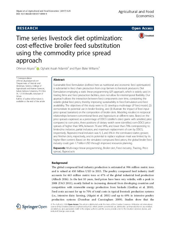 Pdf Time Series Livestock Diet Optimization Cost Effective Broiler 4792