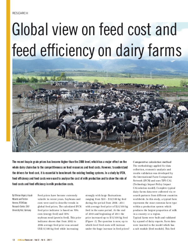 (PDF) Global view on feed cost and feed efficiency on dairy farms
