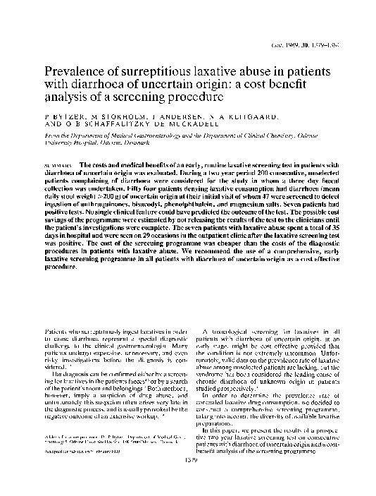 (PDF) Prevalence of surreptitious laxative abuse in patients with ...