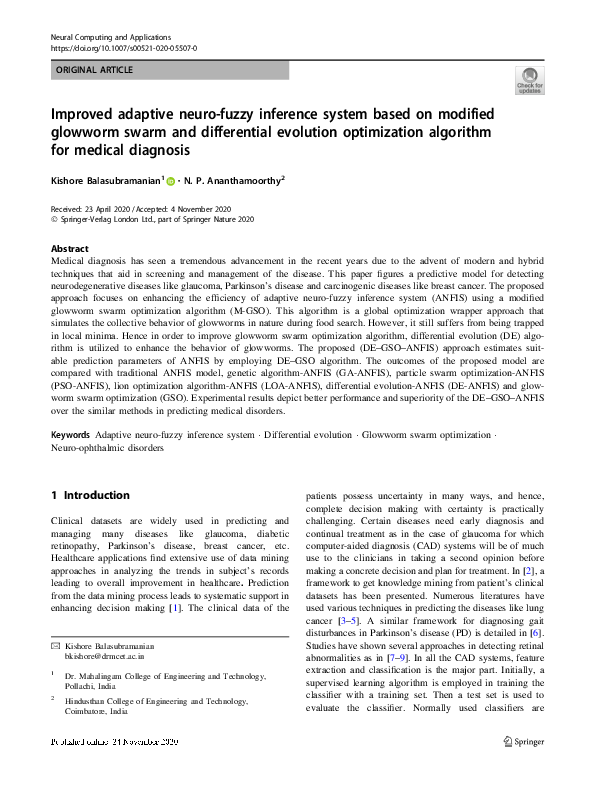 Pdf Improved Adaptive Neuro Fuzzy Inference System Based On Modified Glowworm Swarm And 8724