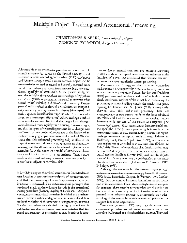 (PDF) Multiple Object Tracking and Attentional Processing