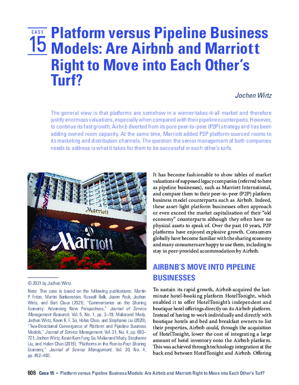 Pdf Case Platform Versus Pipeline Business Models Are Airbnb And Marriott Right To Move Into