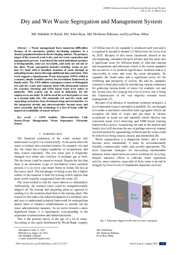 (PDF) Dry and Wet Waste Segregation and Management System