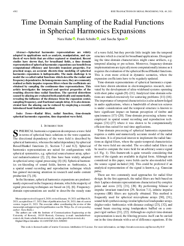 (PDF) Time Domain Sampling of the Radial Functions in Spherical ...