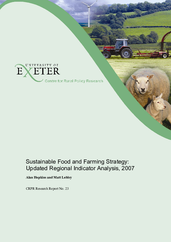 (PDF) Sustainable food and farming strategy: updated regional indicator ...