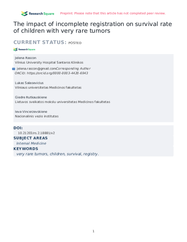 (PDF) The impact of incomplete registration on survival rate of ...
