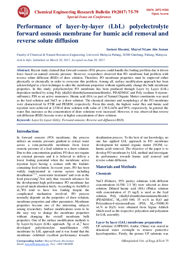 (PDF) Performance of layer-by-layer (LbL) polyelectrolyte forward ...