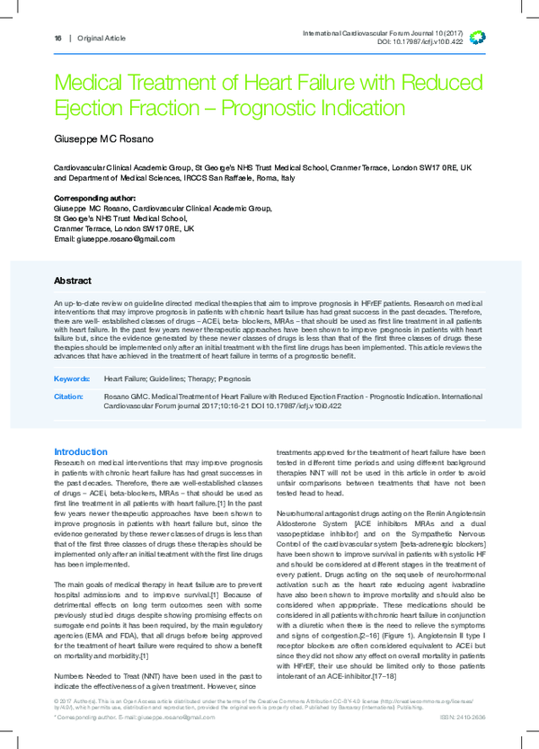 (PDF) Medical Treatment of Heart Failure with Reduced Ejection Fraction ...