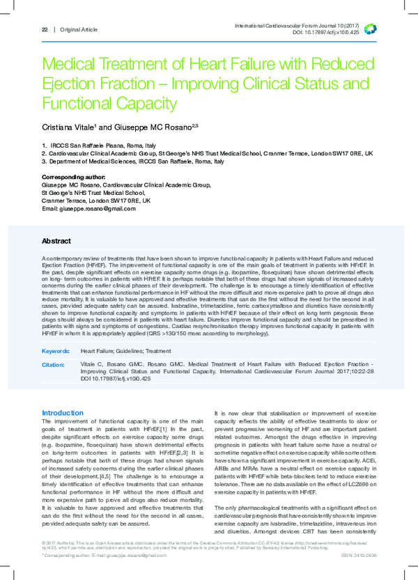 (PDF) Medical Treatment of Heart Failure with Reduced Ejection Fraction ...