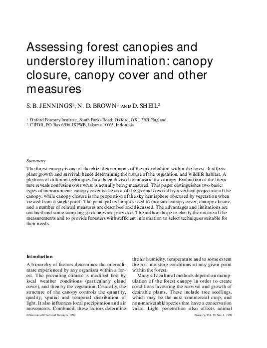 (PDF) Assessing forest canopies and understorey illumination: canopy ...