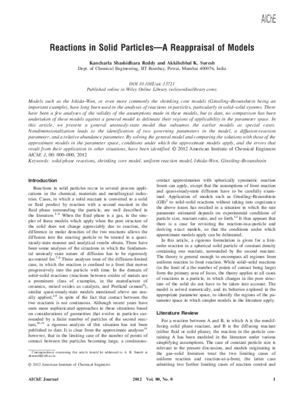 (PDF) Reactions in solid particles-A reappraisal of models