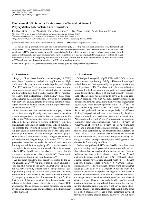 (PDF) Dimensional Effects on the Drain Current of N-and P-Channel Polycrystalline Silicon Thin ...