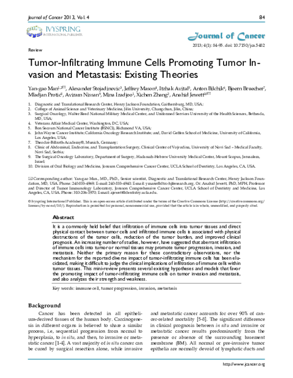 (PDF) Tumor-Infiltrating Immune Cells Promoting Tumor Invasion