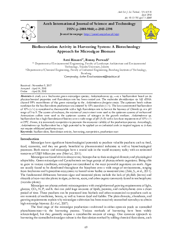 (PDF) Bioflocculation Activity in Harvesting System: A Biotechnology ...