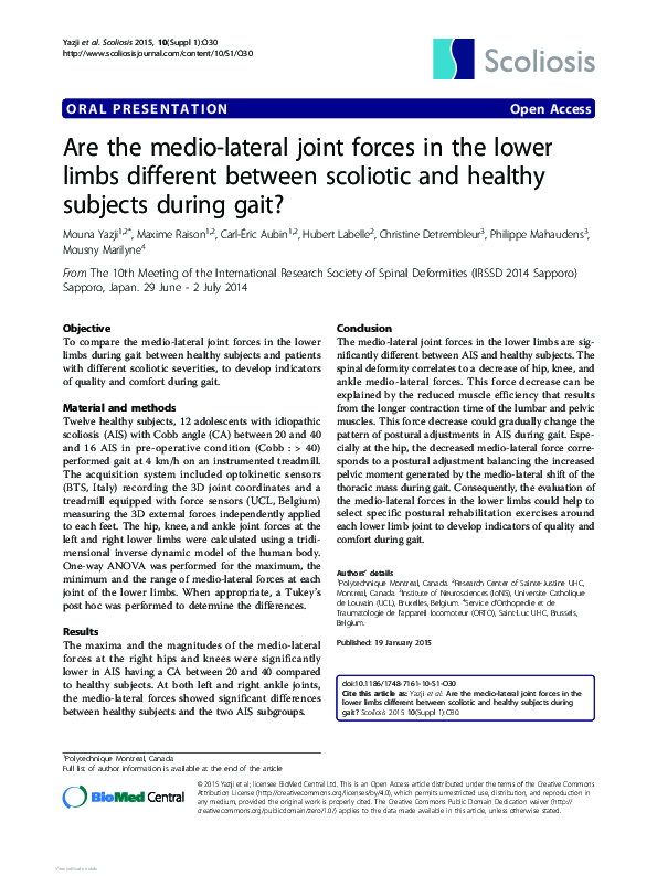(PDF) Are the medio-lateral joint forces in the lower limbs different ...
