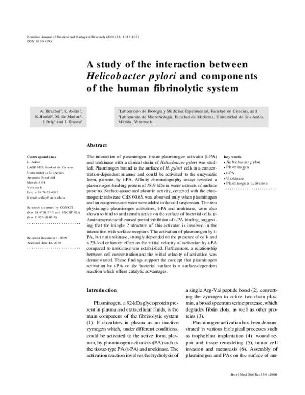 (PDF) A study of the interaction between Helicobacter pylori and ...