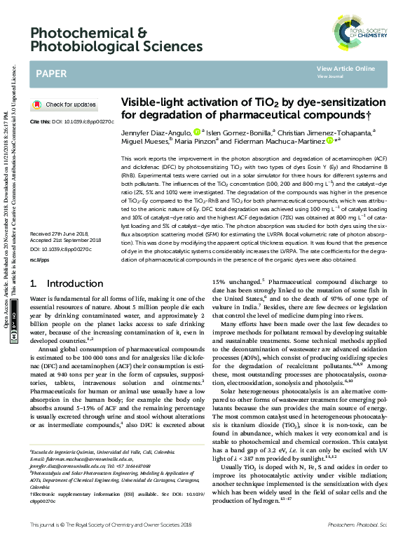 (PDF) Visible-light activation of TiO2 by dye-sensitization for ...