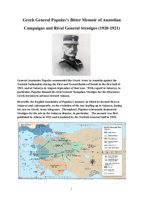 (DOC) Greek General Papulas's Bitter Memoir of Anatolian Campaigns and ...