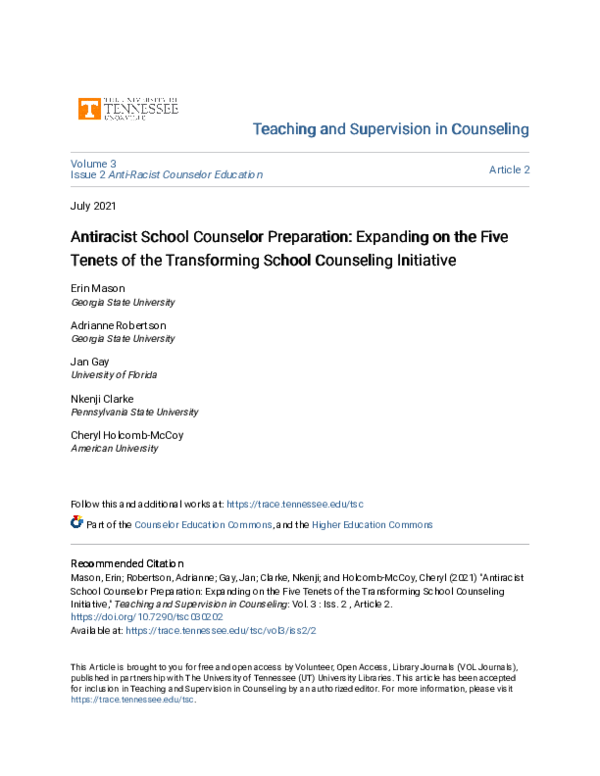 (PDF) Antiracist Counseling Education for School Counselors