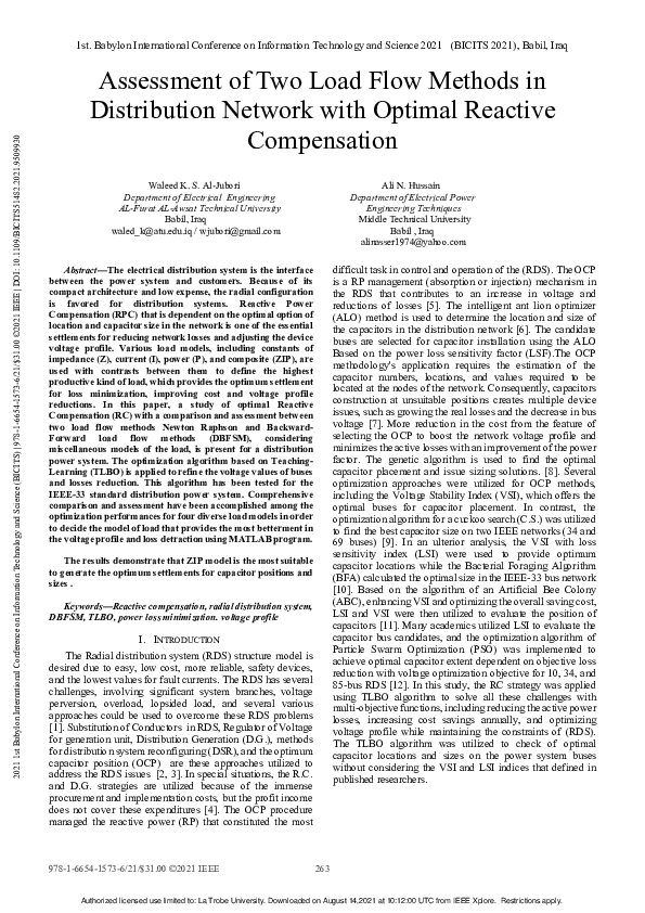 (PDF) Assessment of Two Load Flow Methods in Distribution Network with ...