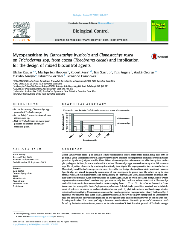 (PDF) Mycoparasitism by Clonostachys byssicola and Clonostachys rosea on Trichoderma spp. from ...