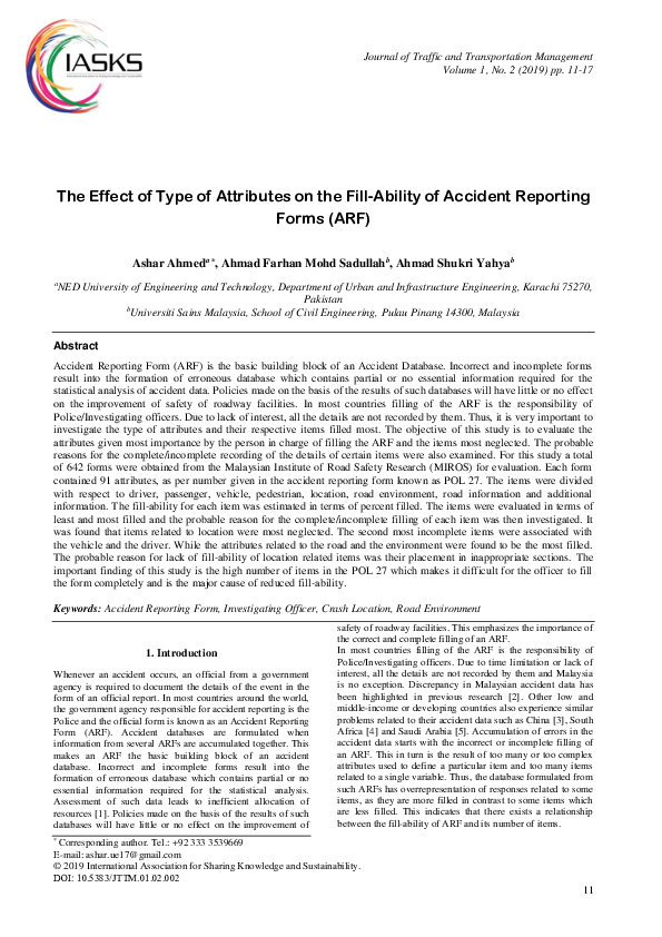 (PDF) The Effect of Type of Attributes on the Fill-Ability of Accident ...