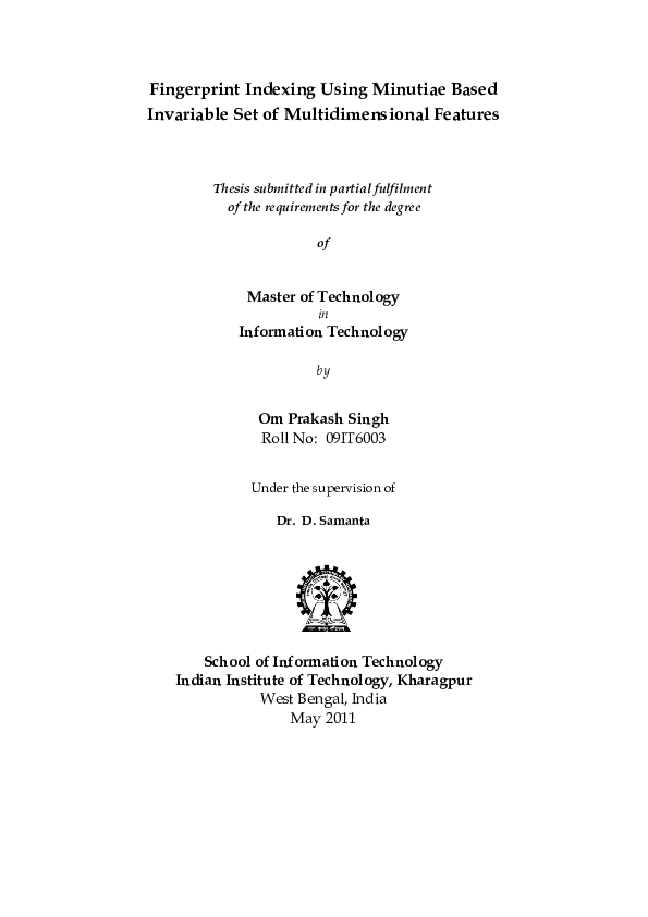 (PDF) Fingerprint indexing using minutiae-based invariable set of multidimensional features