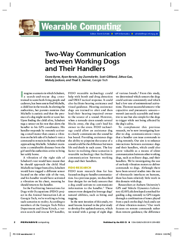 (PDF) Two-Way Communication between Working Dogs and Their Handlers