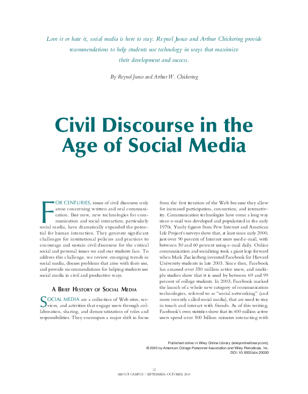 (PDF) Civil discourse in the age of social media