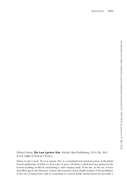 (PDF) Olivier Corten, The Law Against War