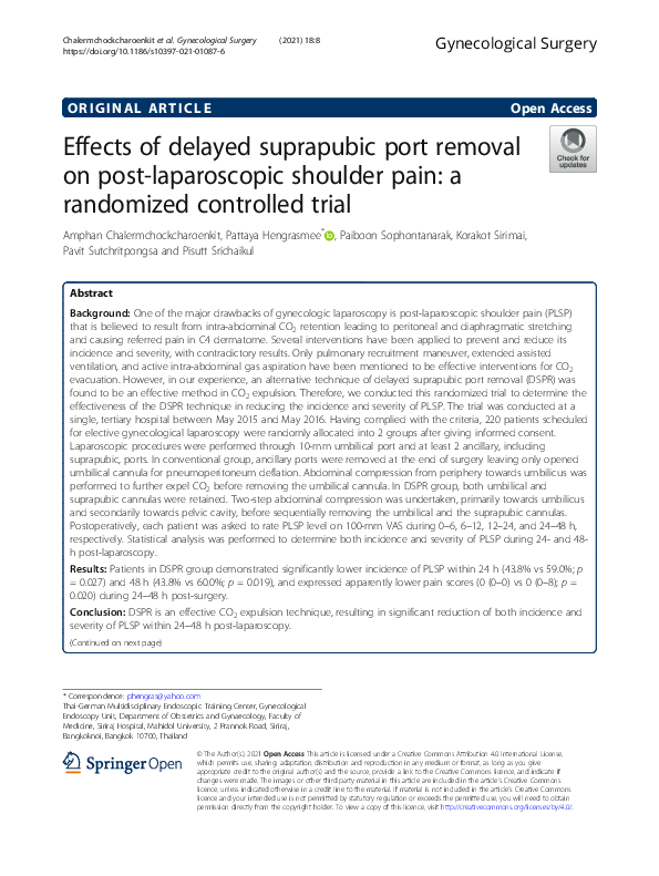 (PDF) Effects of delayed suprapubic port removal on post-laparoscopic ...