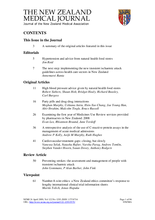 (PDF) The New Zealand Medical Journal