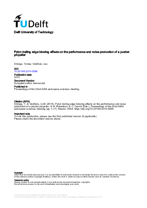 (PDF) Pylon trailing edge blowing effects on the performance and noise ...