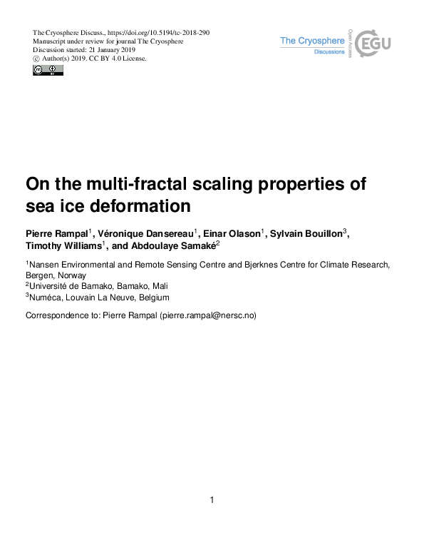 (PDF) On the multi-fractal scaling properties of sea ice deformation
