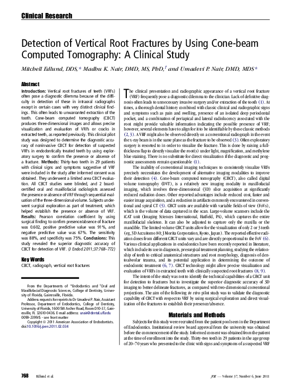 Pdf Detection Of Vertical Root Fractures By Using Cone Beam Computed
