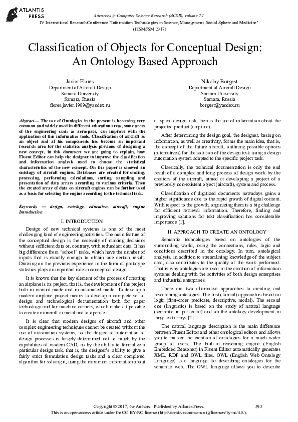 (PDF) Classification of Objects for Conceptual Design:An Ontology Based ...