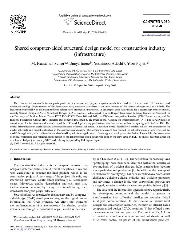 (PDF) Shared computer-aided structural design model for construction ...