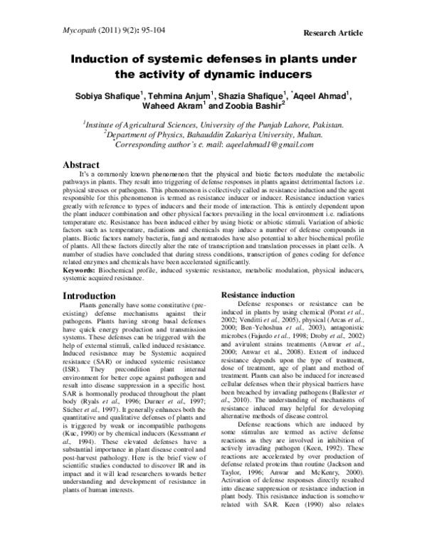 (PDF) Induction of systemic defenses in plants under the activity of ...