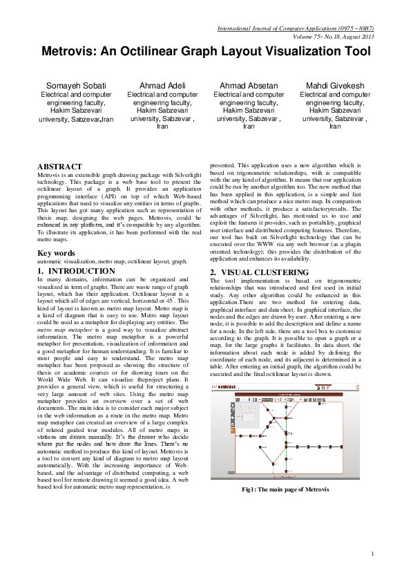 (PDF) Metrovis: Octilinear Graph Visualization Tool