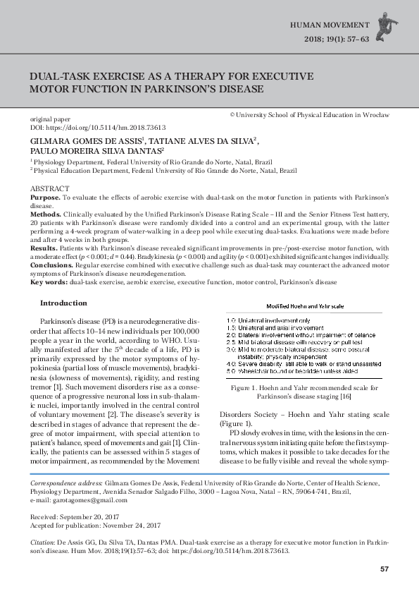 (PDF) Dual-task exercise as a therapy for executive motor function in ...