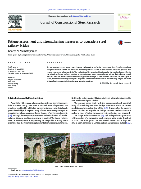 (PDF) Fatigue assessment and strengthening measures to upgrade a steel ...