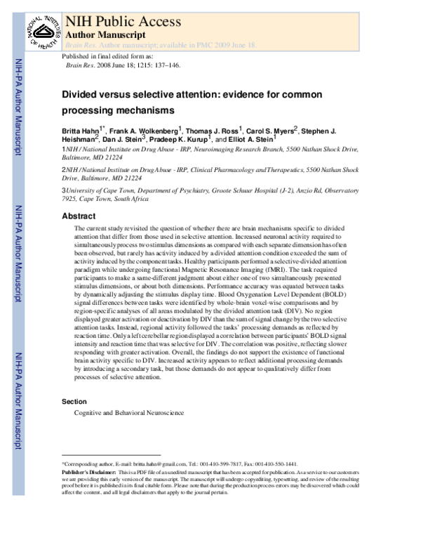 (PDF) Divided versus selective attention: Evidence for common ...