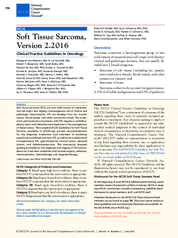 (PDF) Soft Tissue Sarcoma, Version 2.2016, NCCN Clinical Practice Guidelines in Oncology